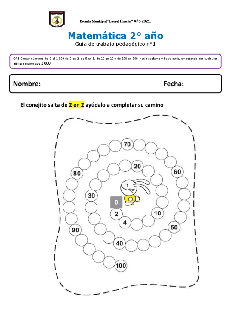 Envío 1 - Trabajo Pedagógico 1 - Contar de 2 en 2 - 5 en 5 y 10 en 10 | PDF