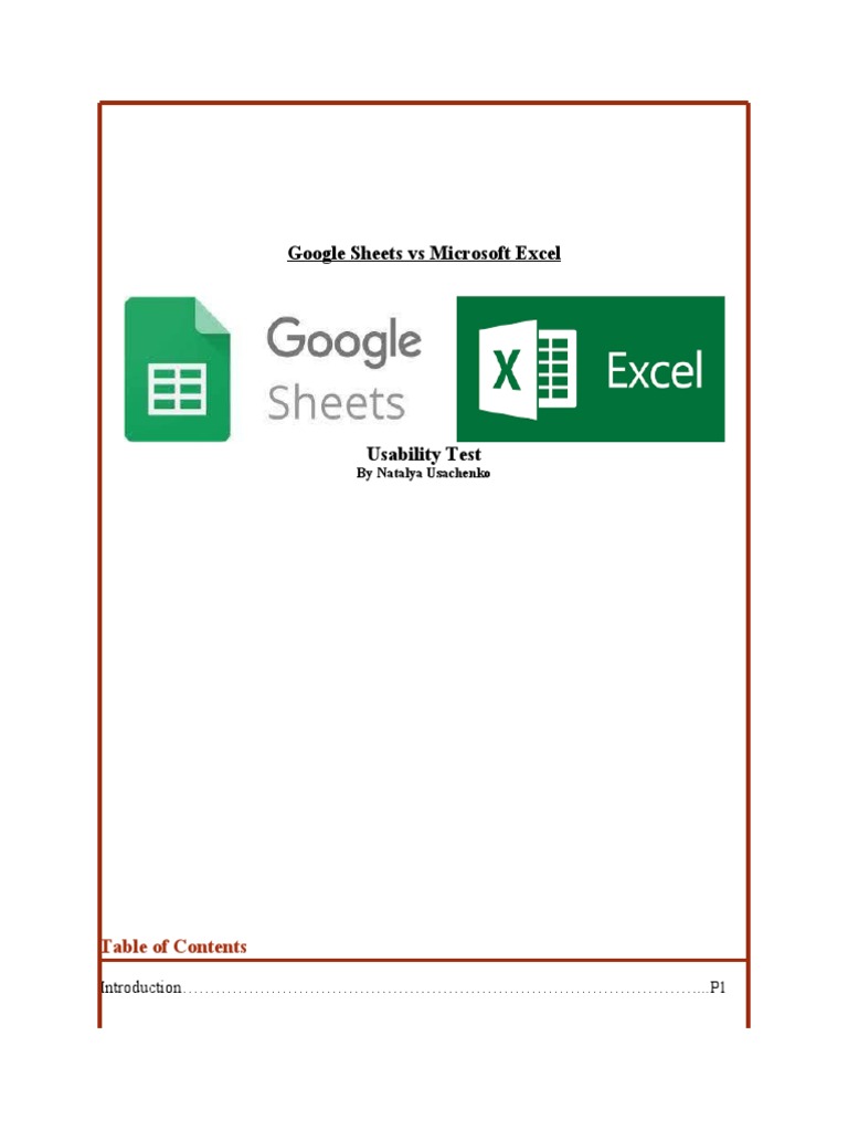 Google Sheets Vs Microsoft Excel: Introduction ... P1 | PDF | Microsoft Excel | Information ...