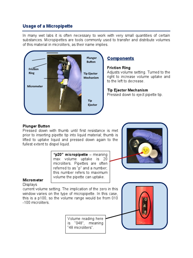 Usage of Micropipette | PDF