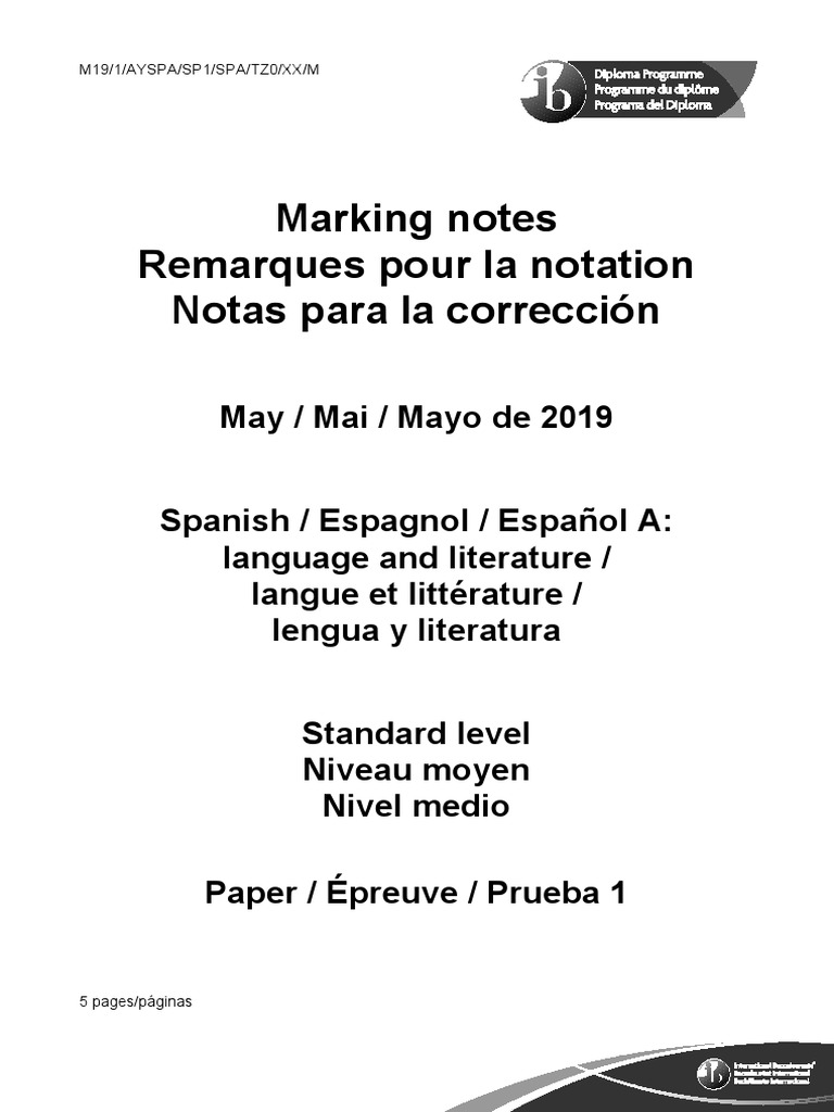 Notation du Paper 1 Espagnol IB 2019 | PDF | Messagerie par texto