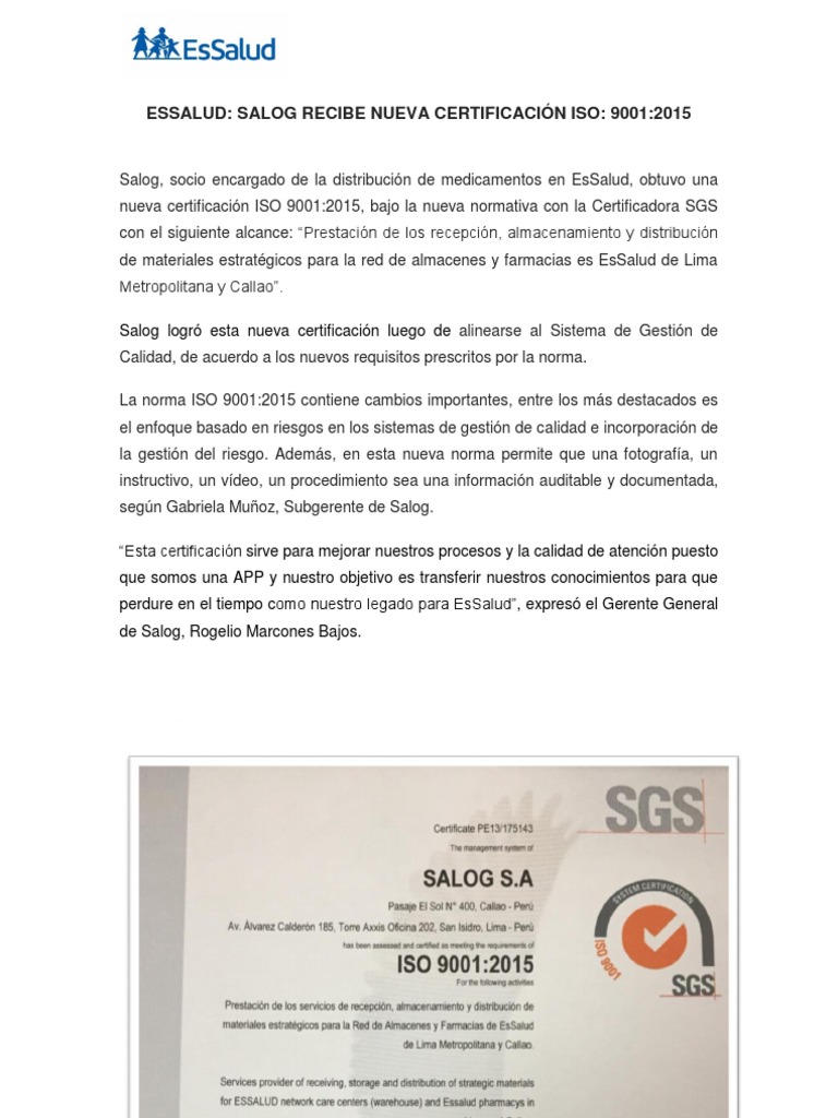 Certific ISO Salog | PDF