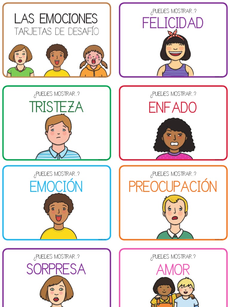 Tarjetas de emociones para niños | PDF | Arte