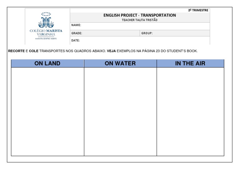 English Project: Transportation Activities | PDF