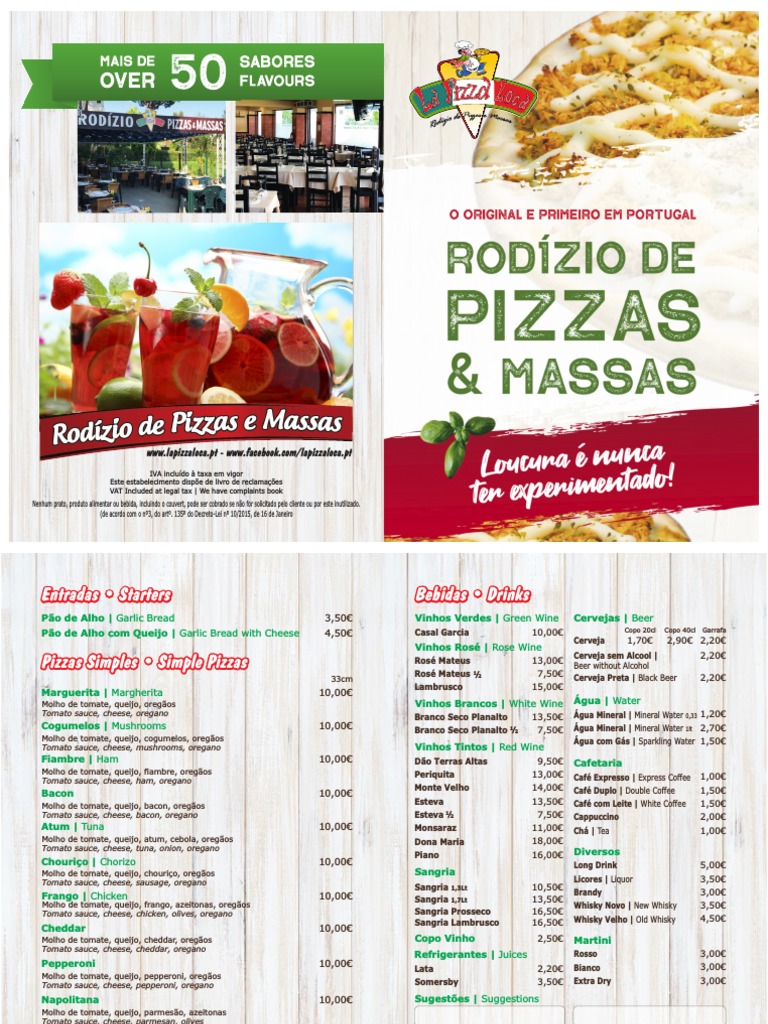 Pizza Loca Menu | PDF | Alimentos | Ingredientes de alimentos