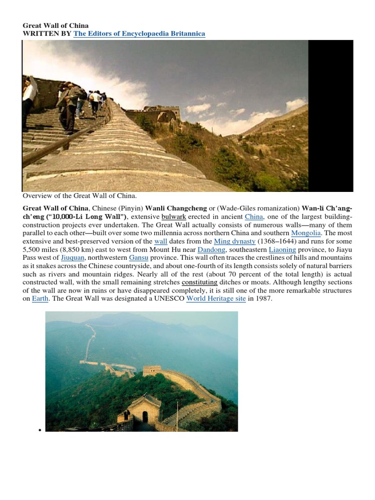 A Comprehensive Overview of the Construction and History of China's ...