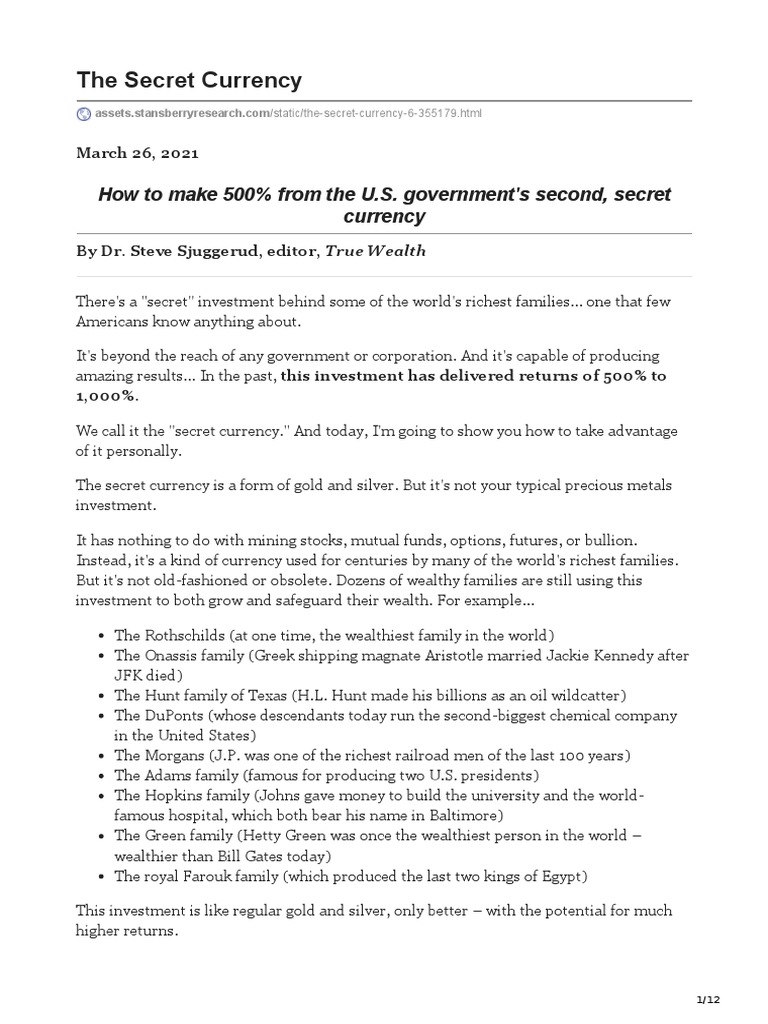 The Secret Currency | PDF | Interest | Interest Rates