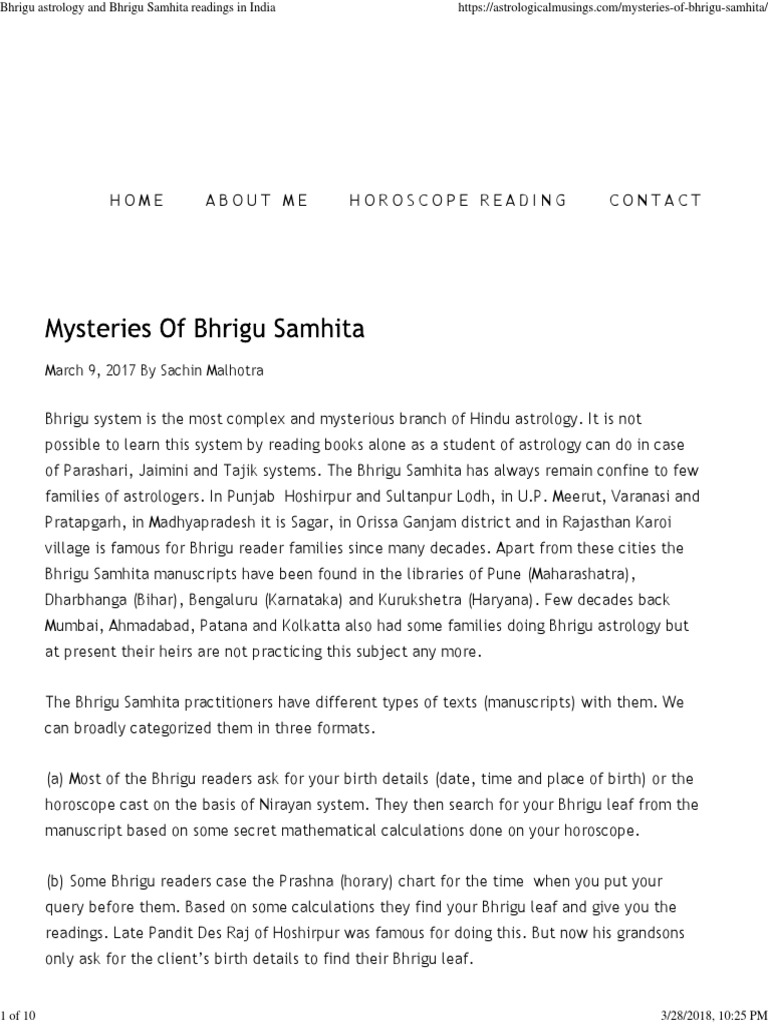 Bhrigu Astrology and Bhrigu Samhita Readings in India | PDF | Planets ...