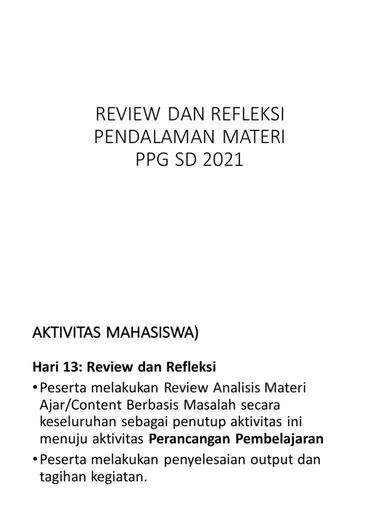 Review & Refleksi Pendalaman Materi | PDF | Karier & Perkembangan