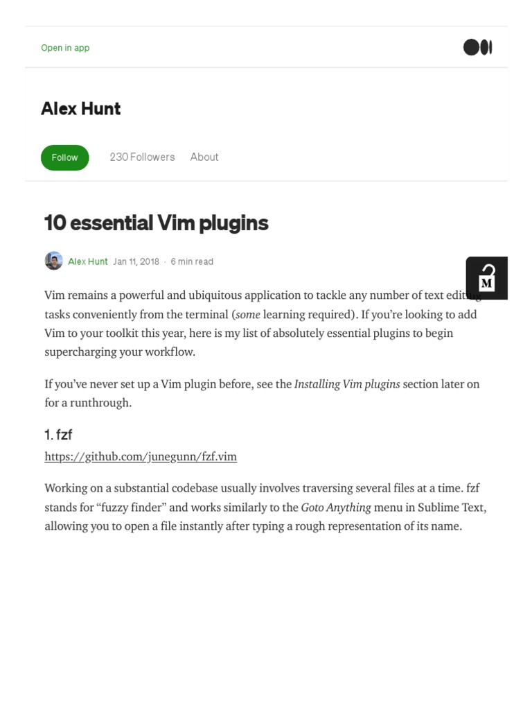 10 Essential Vim Plugins. Vim Remains A Powerful and Ubiquitous | PDF ...