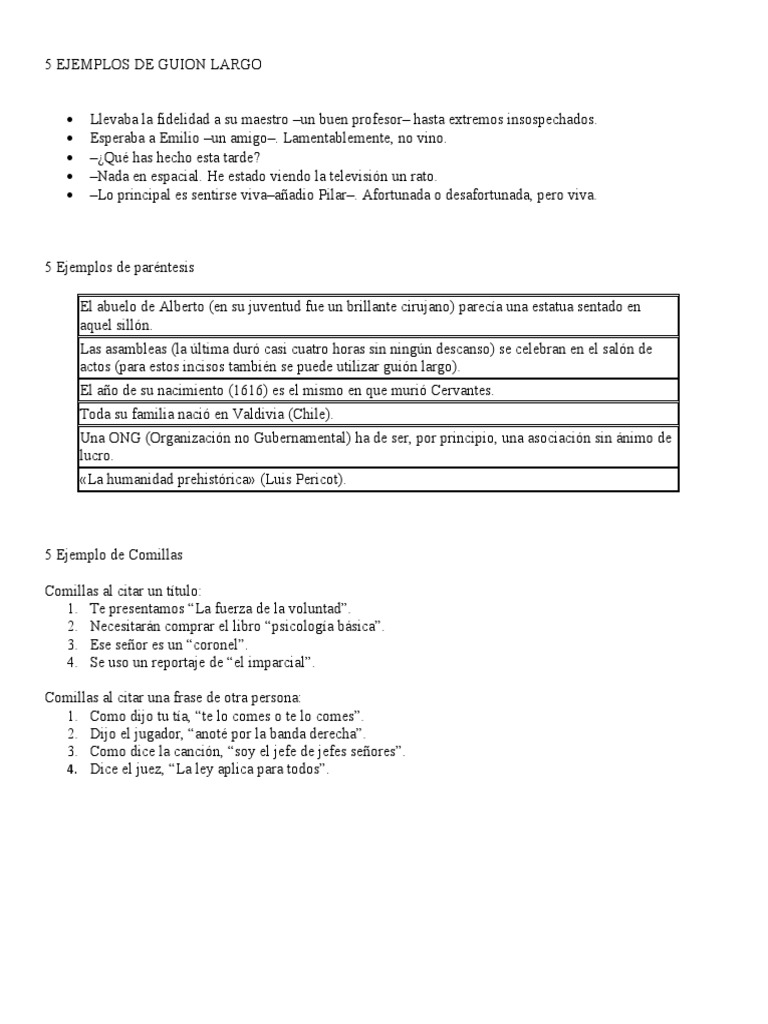 5 Ejemplos de Guion Largo | PDF