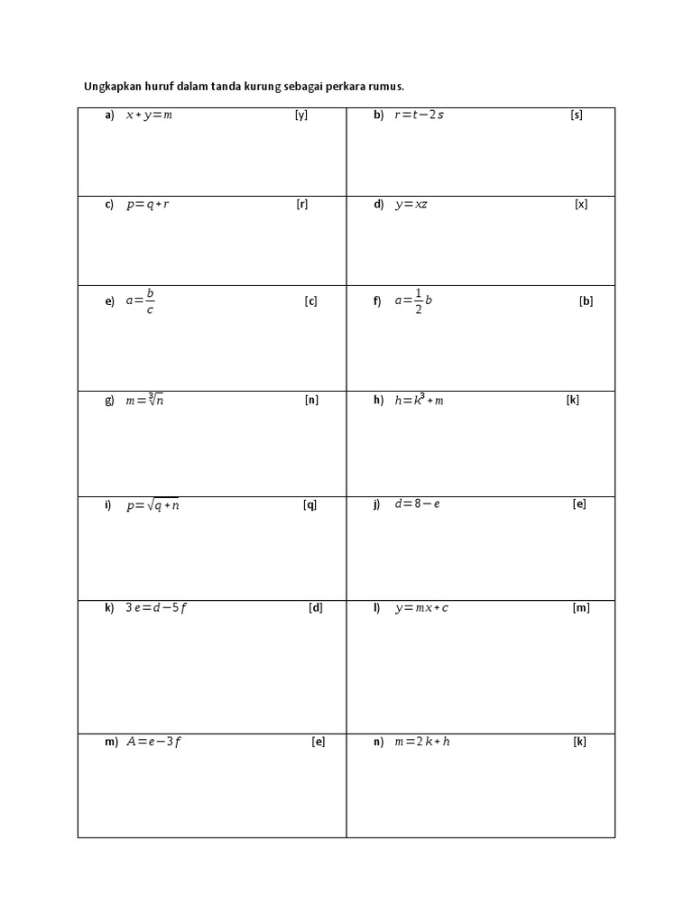 Soalan Rumus Algebra | PDF