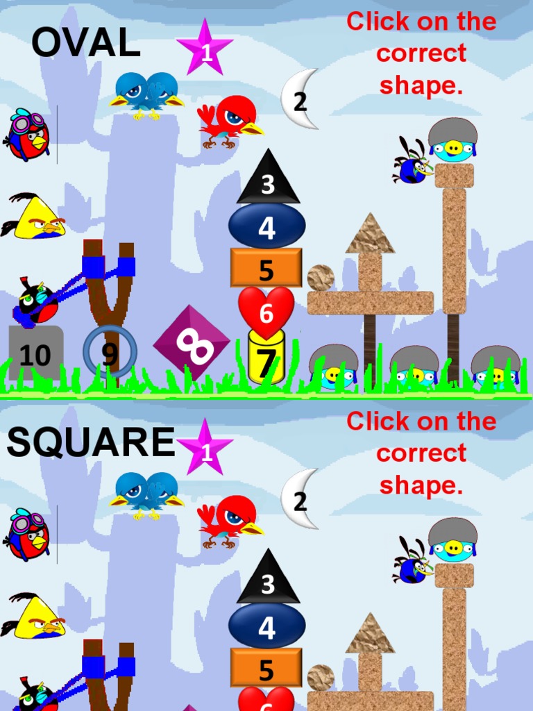 Shapes Angry Bird Game Animated Fun Activities Games Games Tests ...
