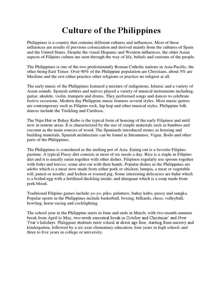 Culture of The Philippines | PDF | Philippines