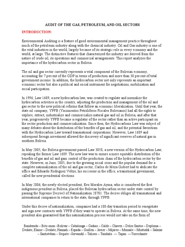 PrE 4 - AUDIT OF THE GAS, PETROLEUM, AND OIL SECTORS (Outline) | PDF ...