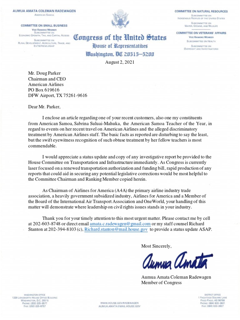Letter To American Airlines CEO | PDF