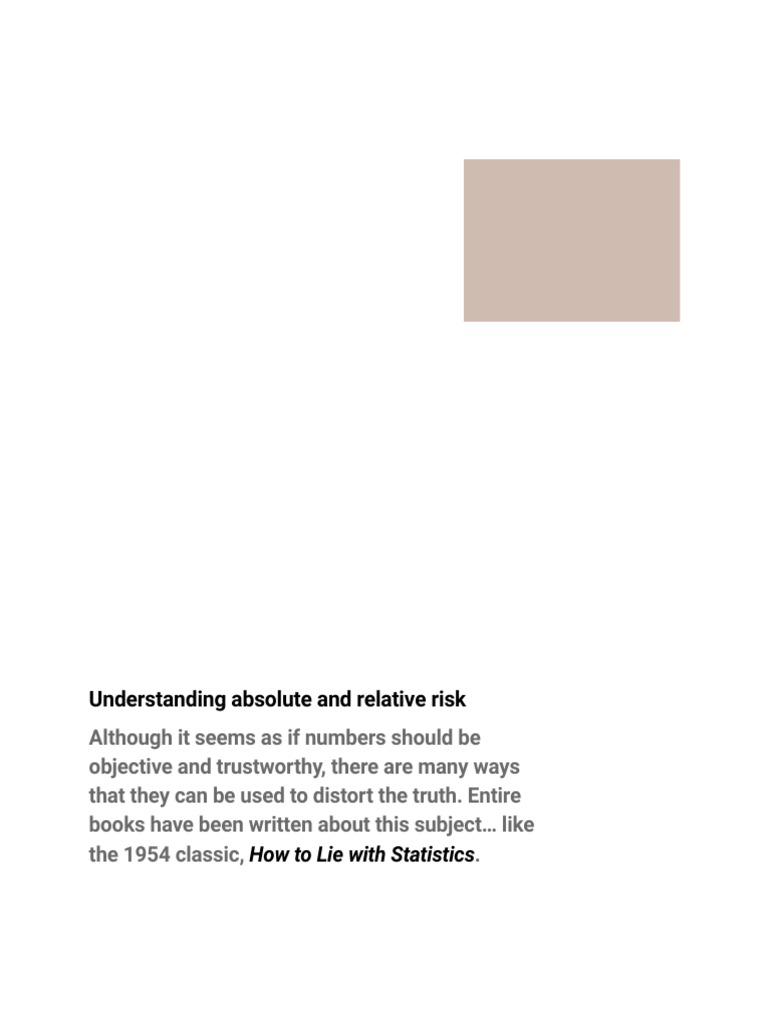 Understanding Absolute and Relative Risk | PDF | Statin | Relative Risk