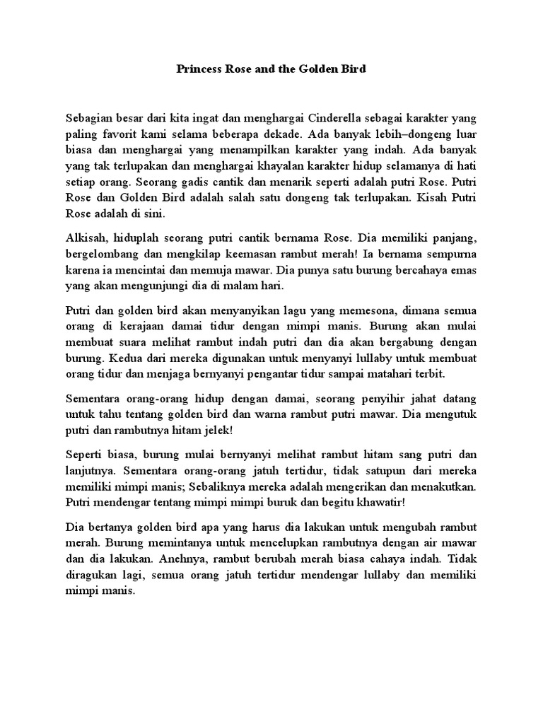 Princess Rose And The Golden Bird Pdf