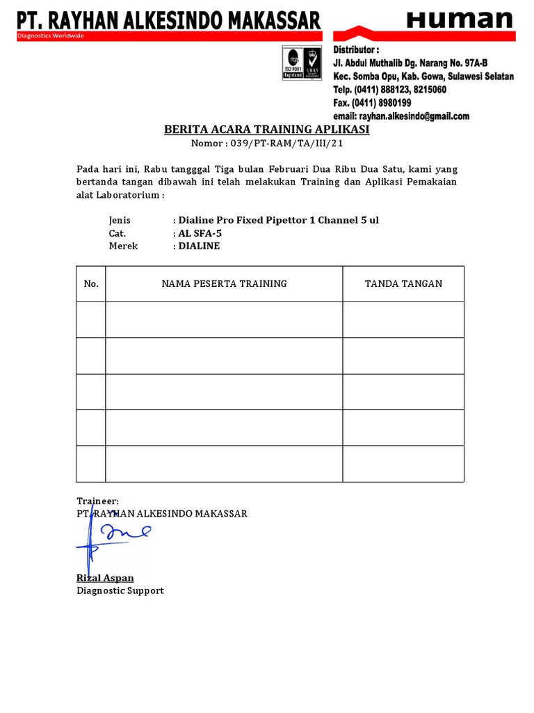 Berita Acara Training | PDF