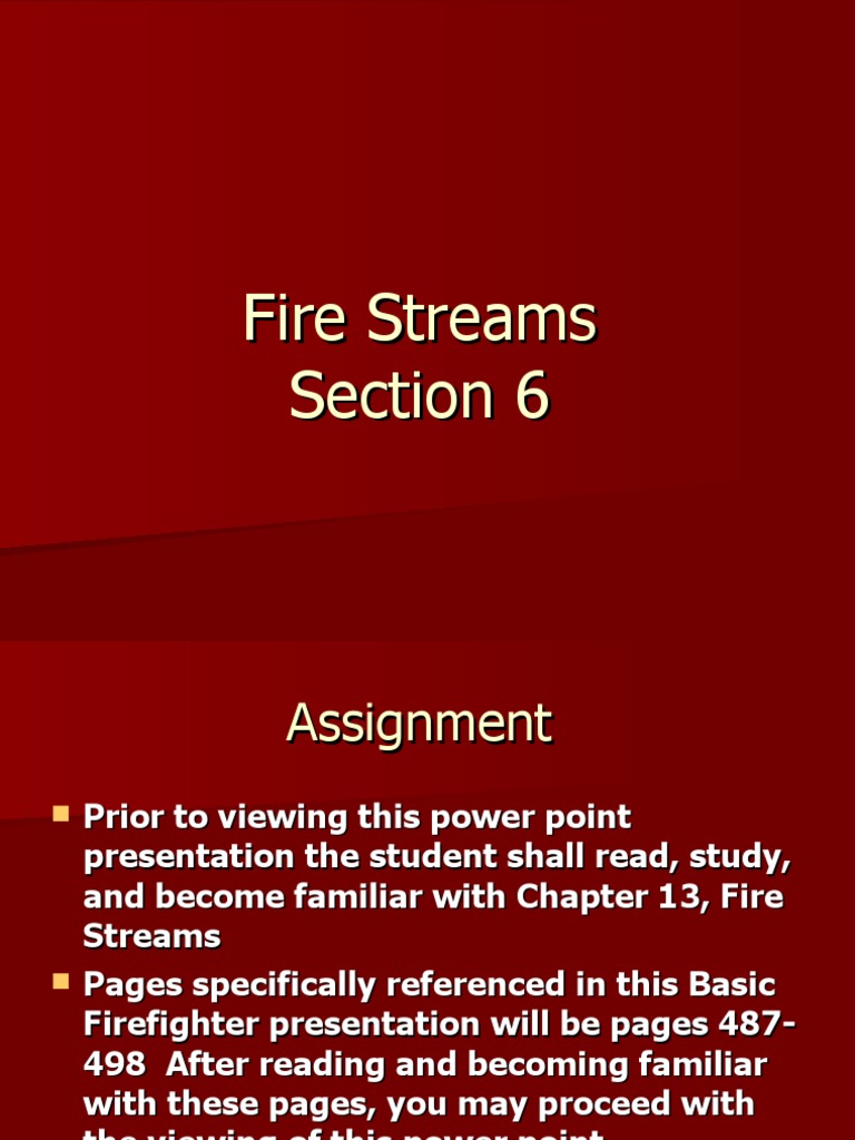 Fire Streams: A Basic Firefighter Guide | PDF | Velocity | Fires