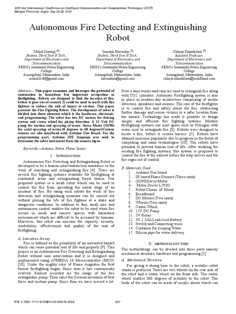 Autonomous Fire Detecting and Extinguishing Robot: Abstract - This Paper Examines and Leverages ...