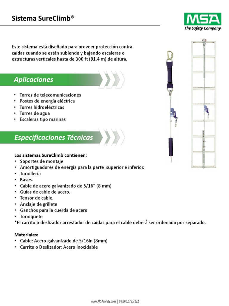 Ficha Técnica Sistema Sure Climb | PDF
