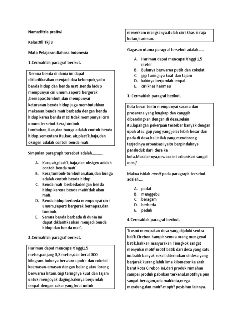 10.fitria Pratiwi Tugas B.indonesia | PDF | Ilmu Sosial | Kajian Bahasa Asing