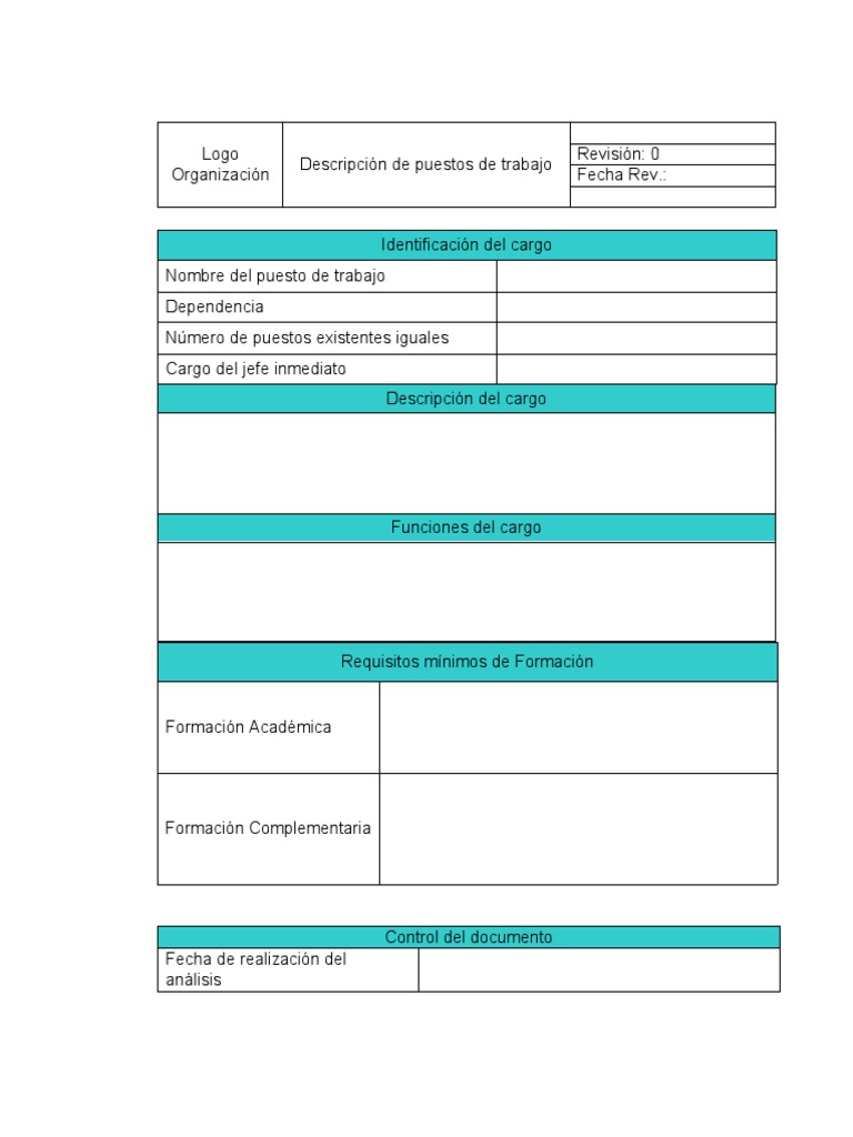 Plantilla Descripción de Cargos | PDF
