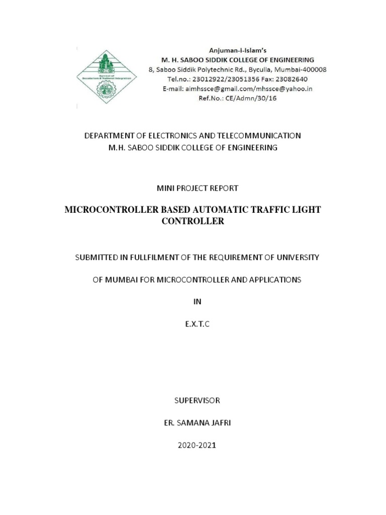 Microcontroller Based Automatic Traffic Light Controller | PDF ...