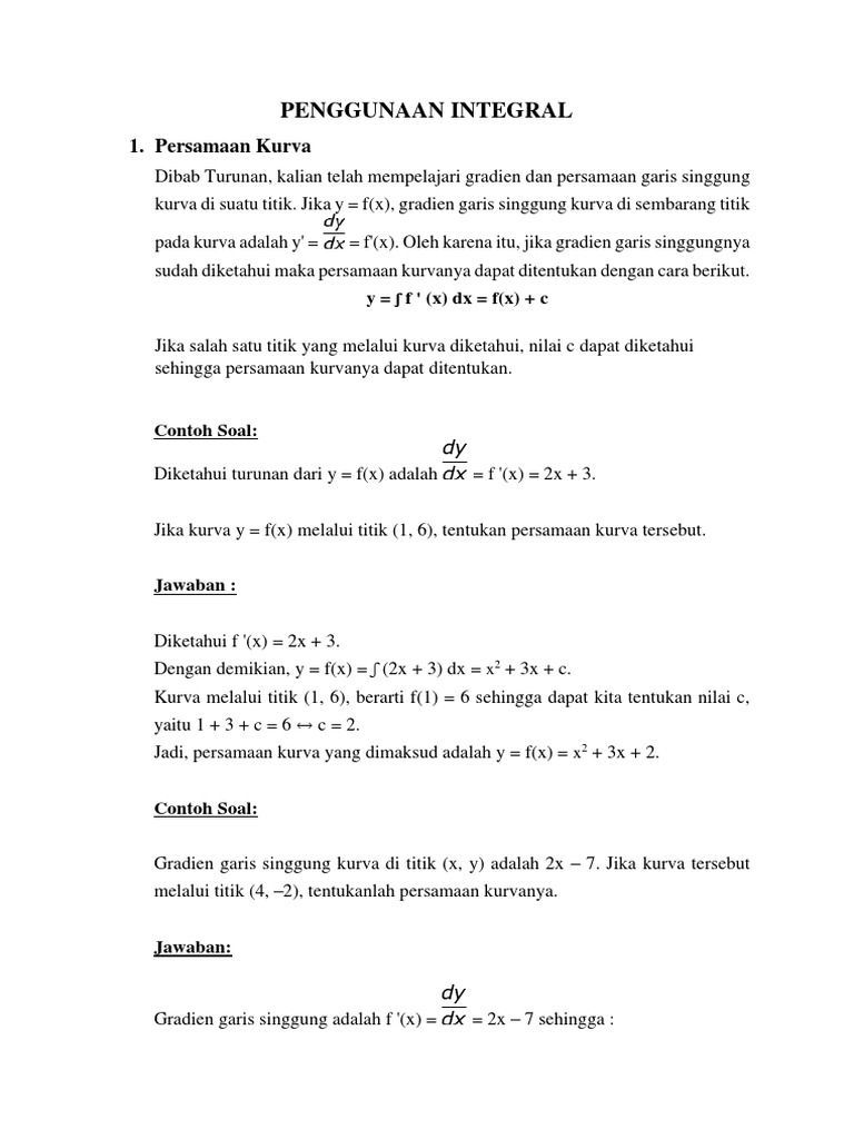 Materi Penggunaan Integral Pdf