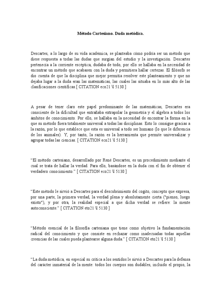 Método Cartesiano | PDF | René Descartes | Método científico