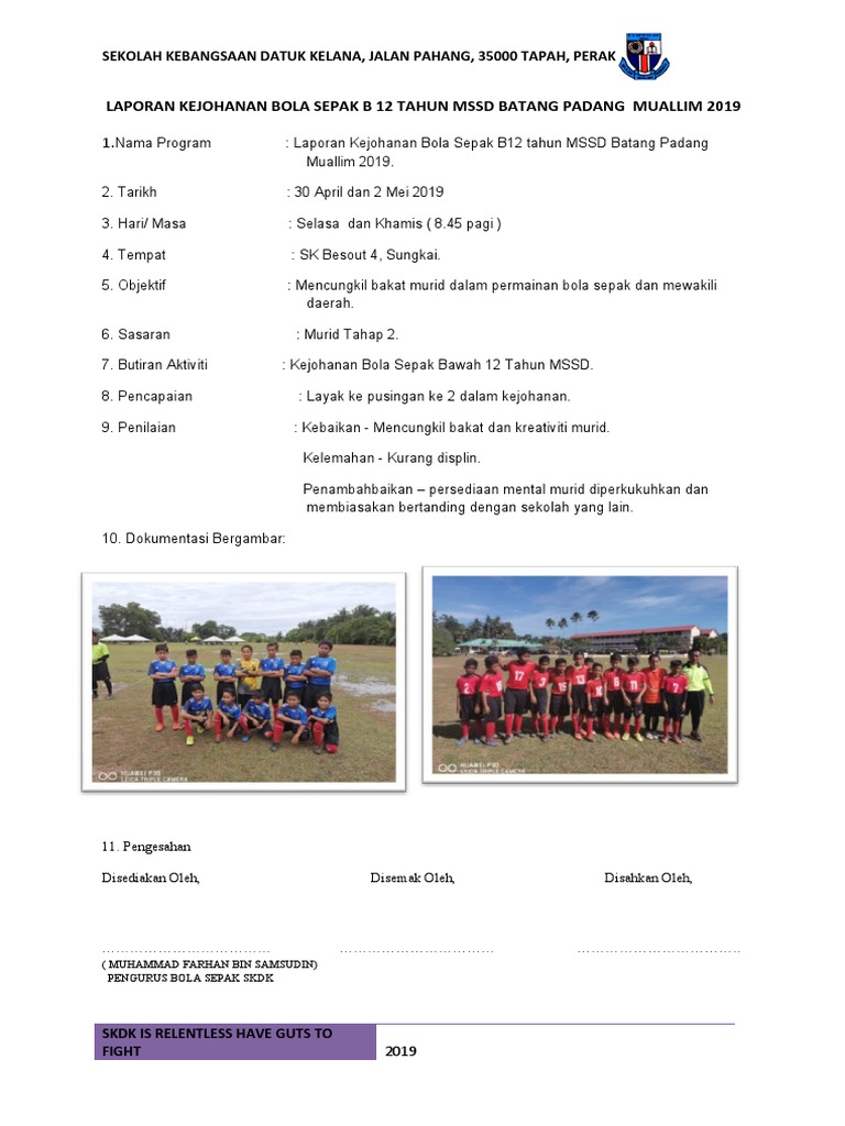 Laporan Bola Sepak MSSD 2019 | PDF