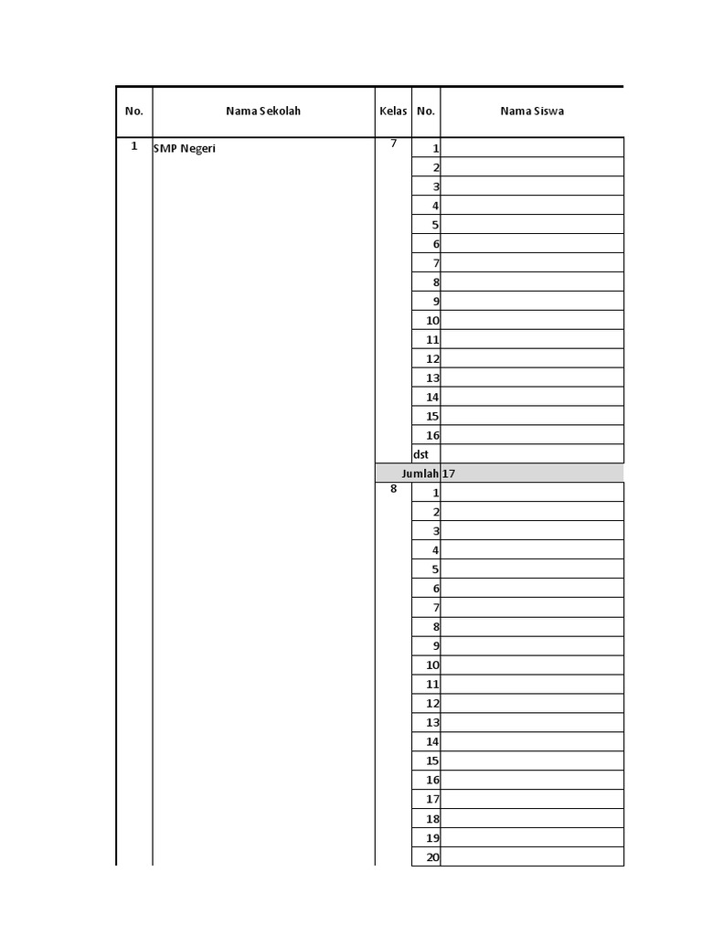 Format Data Siswa Sekolah - SMP | PDF