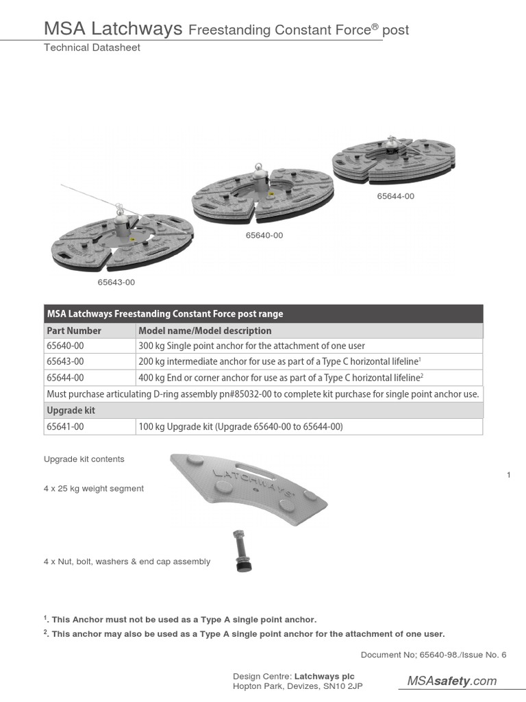 MSA Freestanding Constant Force Post Data Sheet-En | PDF ...