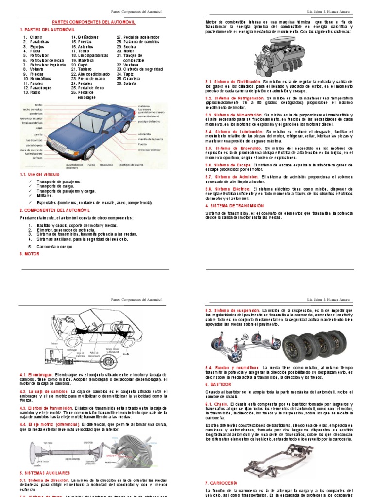 Partes y Componentes del Automóvil | PDF | Transmisión (Mecánica) | Eje