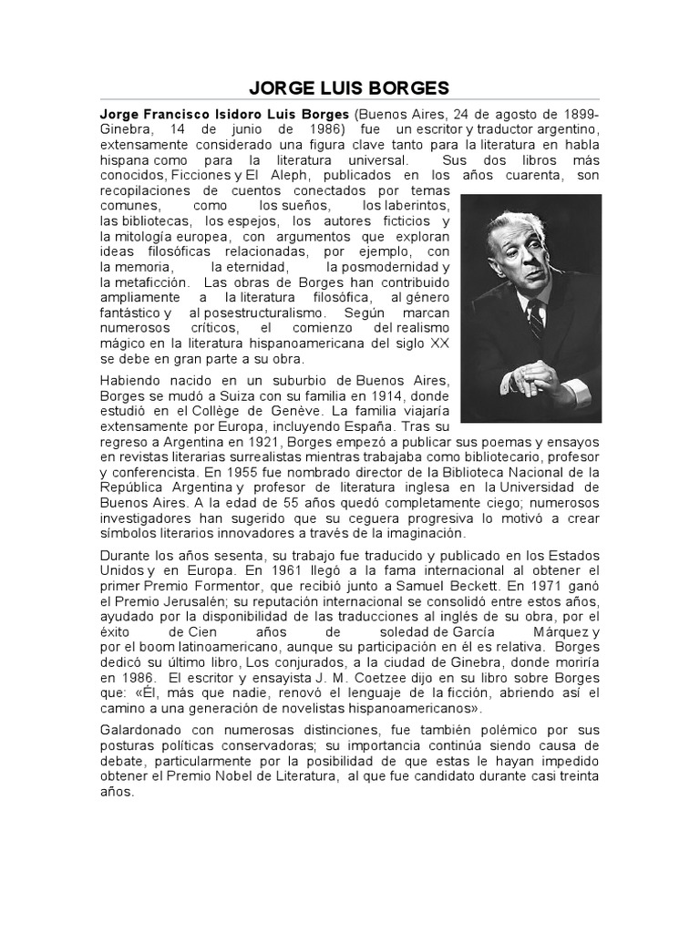 Borges: Vida y Legado Literario | PDF