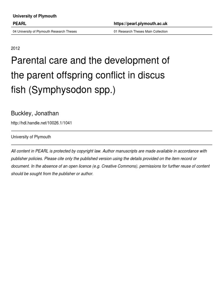 Parental Care and The Development of The Parent Offspring Conflict in ...