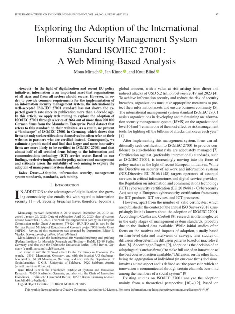 Exploring The Adoption of The International Information Security ...