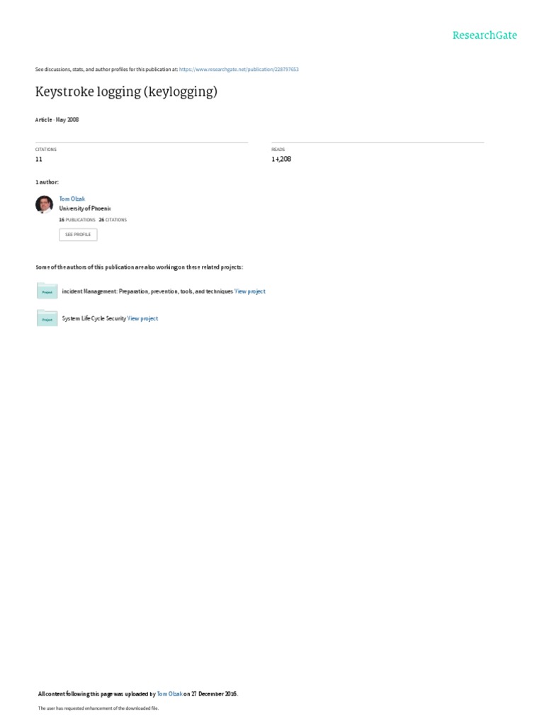 Keystroke Logging Keylogging | PDF | Software | Computing