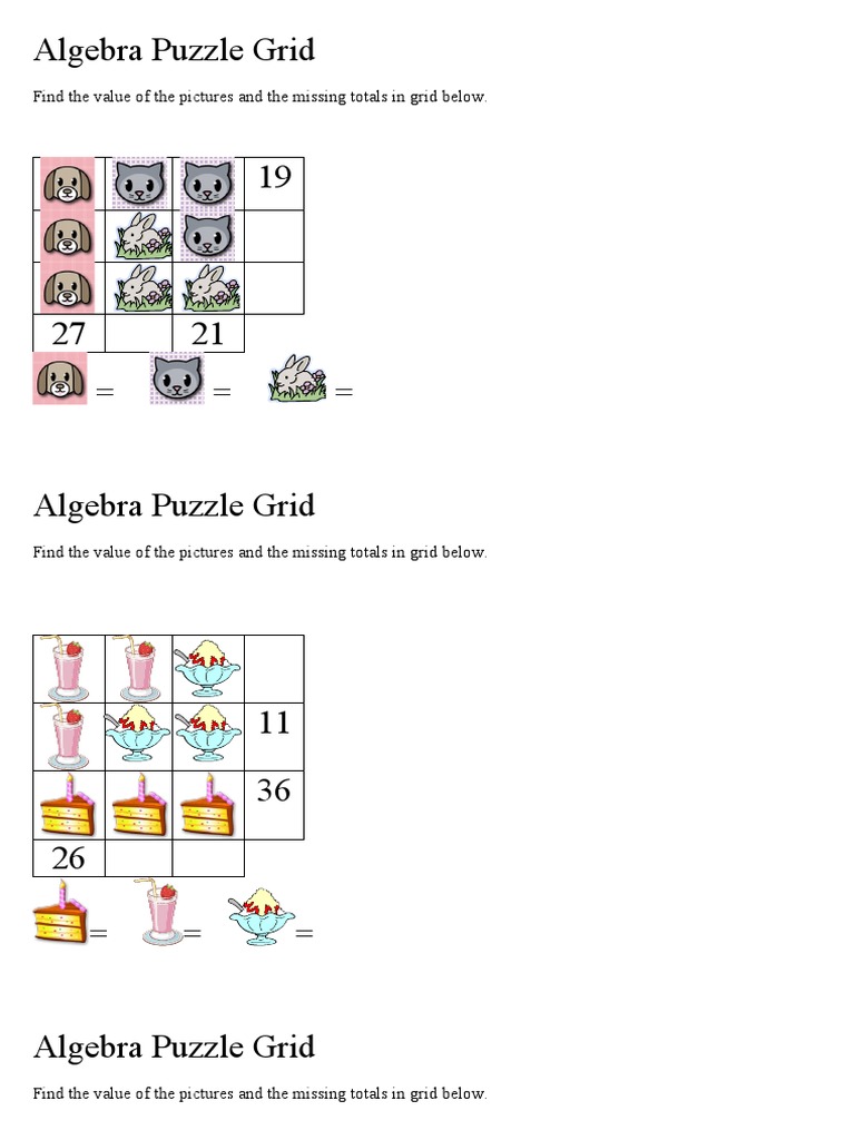 Algebra Puzzle Grid | PDF
