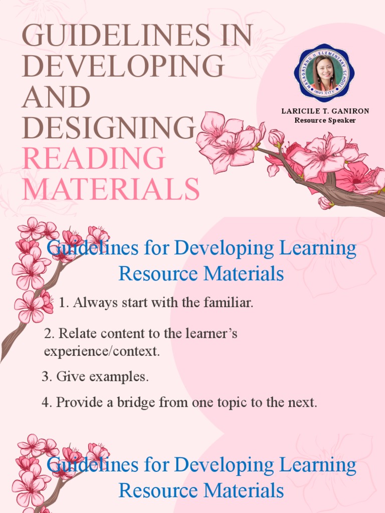 Guidelines in Designing A Reading Materials | PDF | Learning | Applied ...