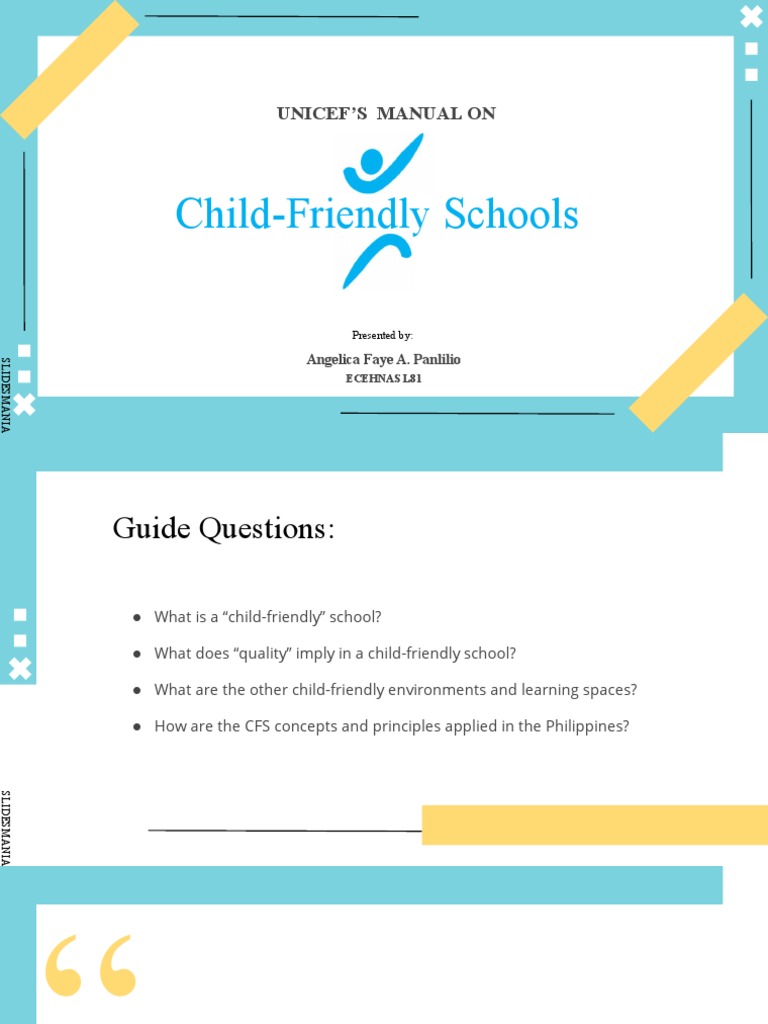 Child-Friendly Schools: Unicef'S Manual On | PDF | Learning | Sanitation