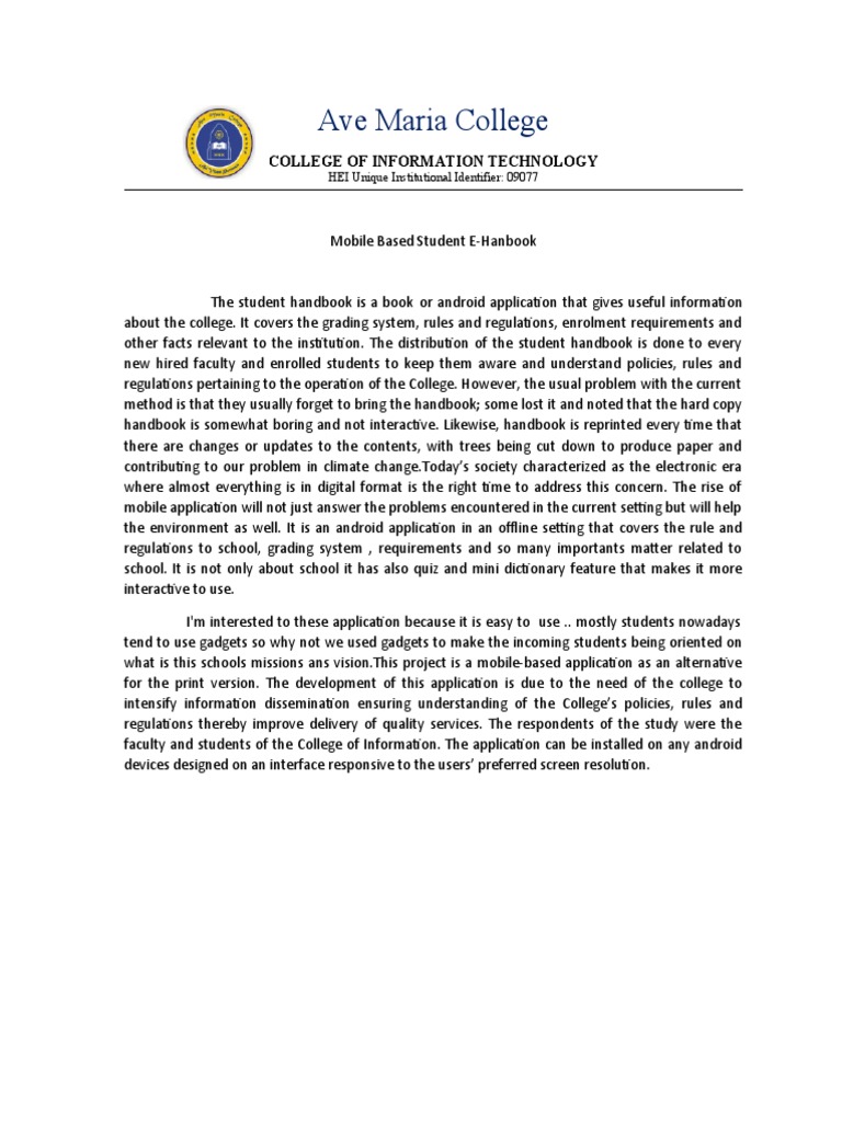 Mobile Based Student Handbook | PDF