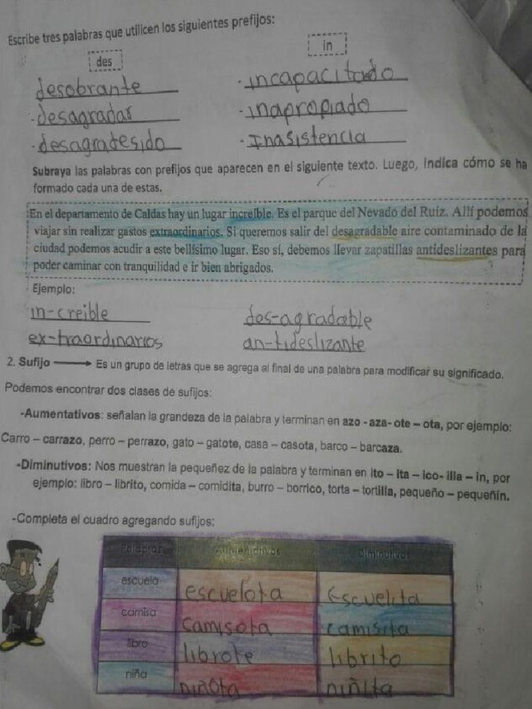 Palabras para Completar Con Prefijos | PDF