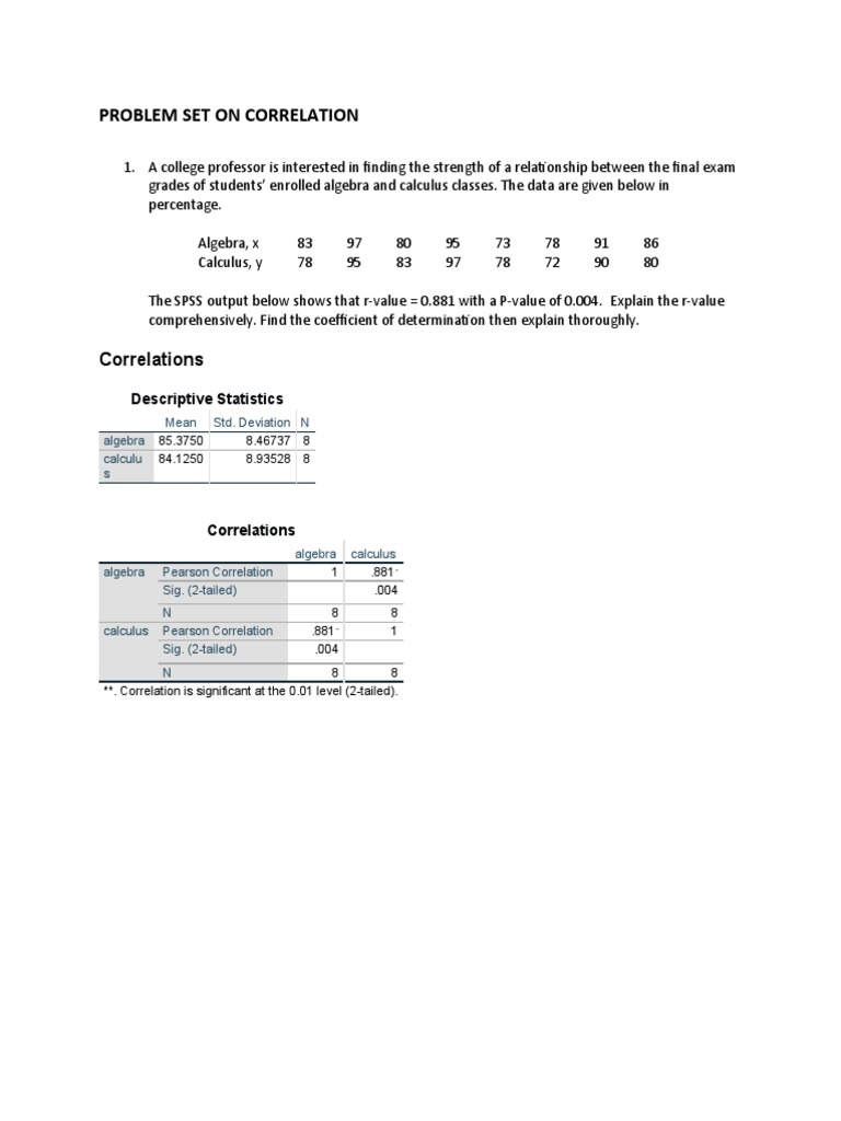 Problem Set On Correlation | PDF