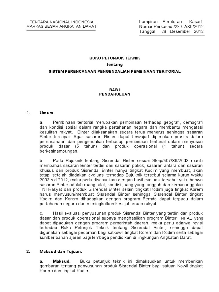 Naskah Bujuknik TTG Sisrendal Binter | PDF | Teknologi & Rekayasa