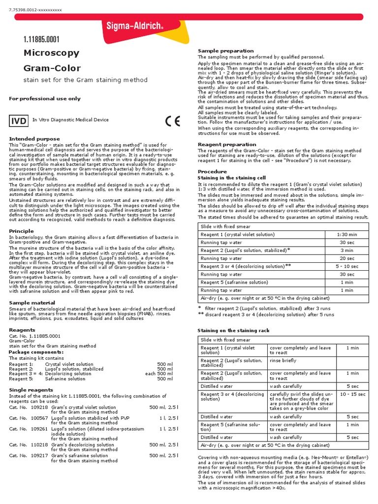 Microscopy Gram-Color: Stain Set For The Gram Staining Method | PDF ...