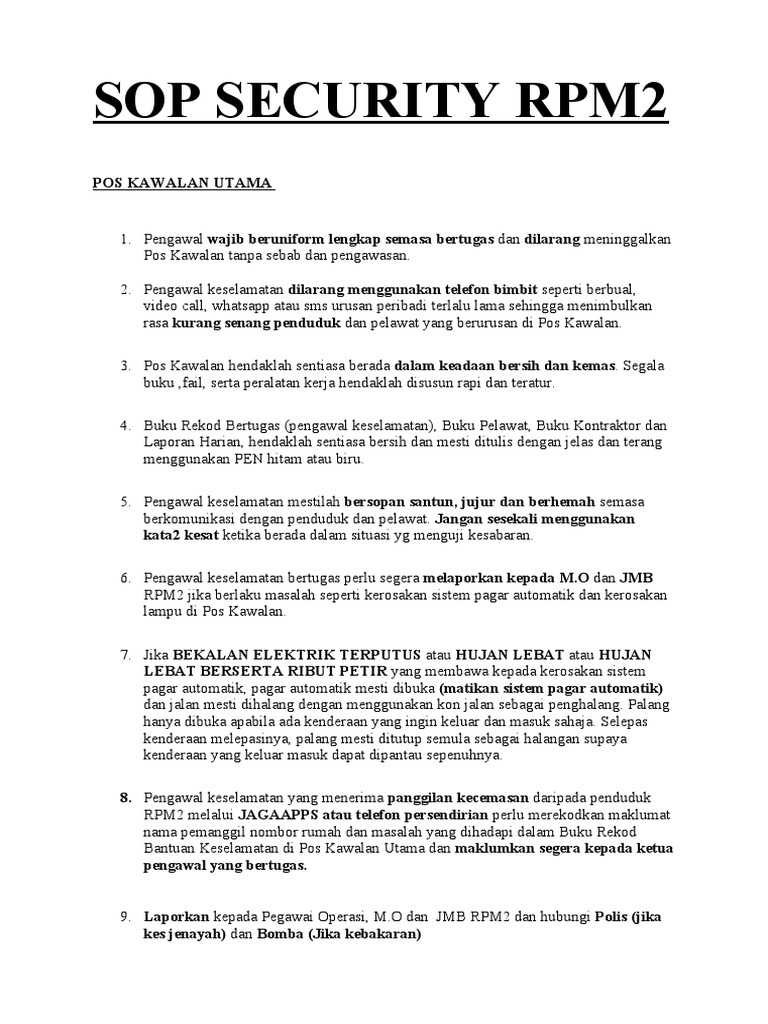 Sop Security RPM2 | PDF