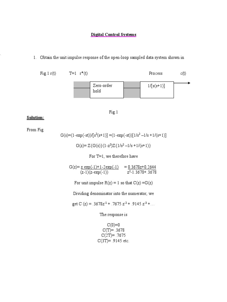 Digitalcontrolsystems Problem | PDF | Discrete Time And Continuous Time | Control Theory