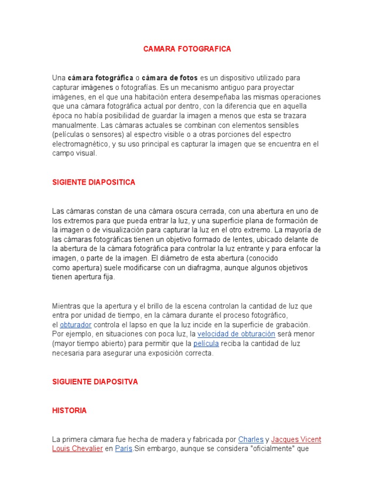 Camara Fotografica | PDF | Cámara | Cámara réflex de lente única