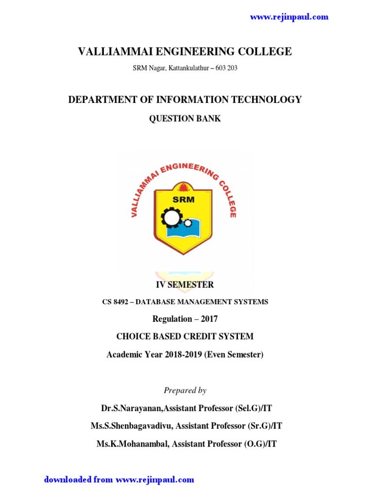 CS8492-Database Management Systems | PDF | Databases | Database Index